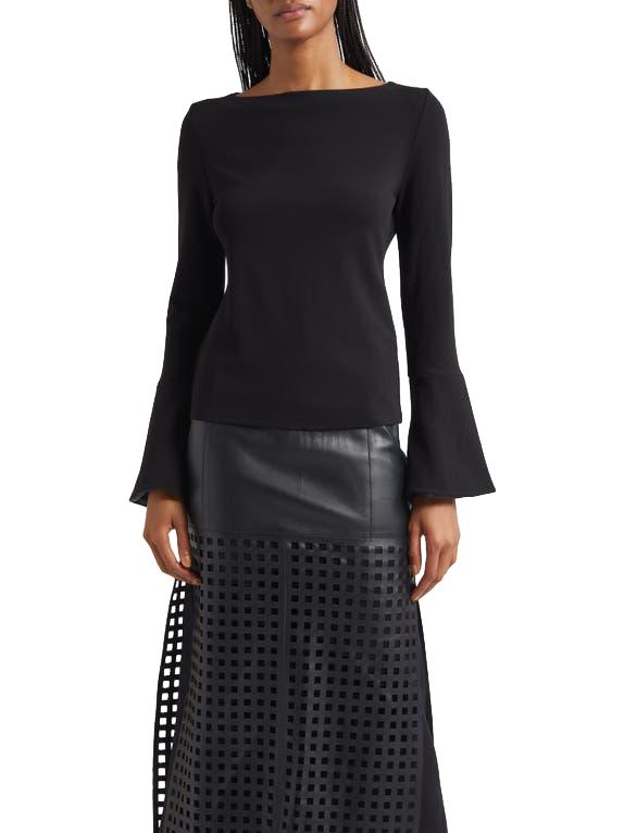 EMPORIO ARMANI Bell Sleeve Crepe Top